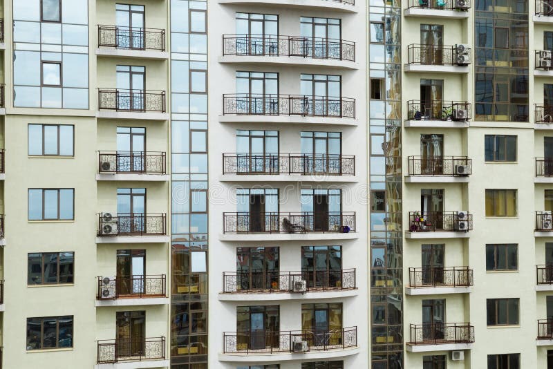 Apartment House, Front View Stock Photo - Image of condominium, blue ...