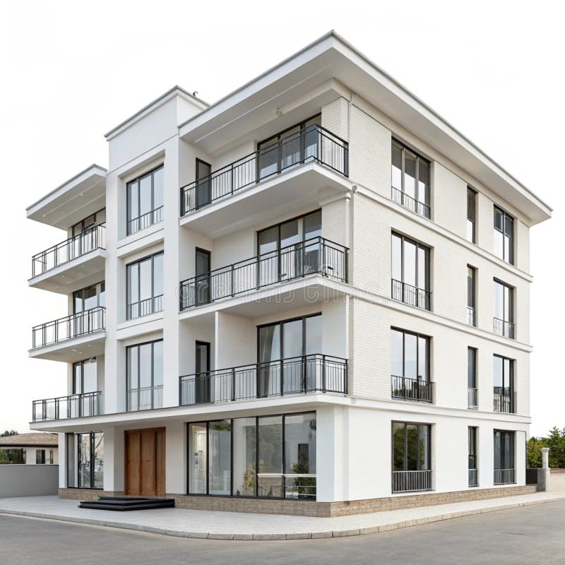 Apartment House Rendering on White Background Stock Illustration ...