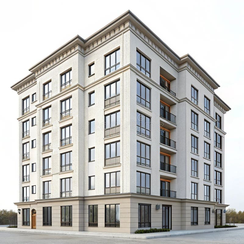 Apartment House Rendering on White Background Stock Illustration ...