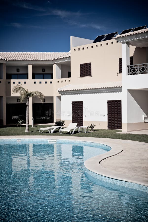 Modern House with Blue Pool and Terrace - Holidays Stock Photo - Image ...