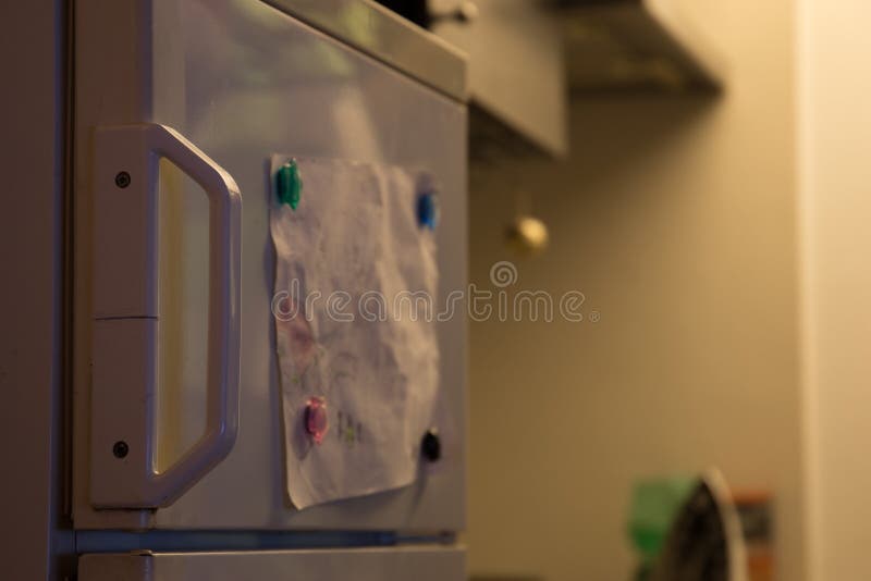 Apartment Interior, Closeup of the Refrigerator Stock Image - Image of ...