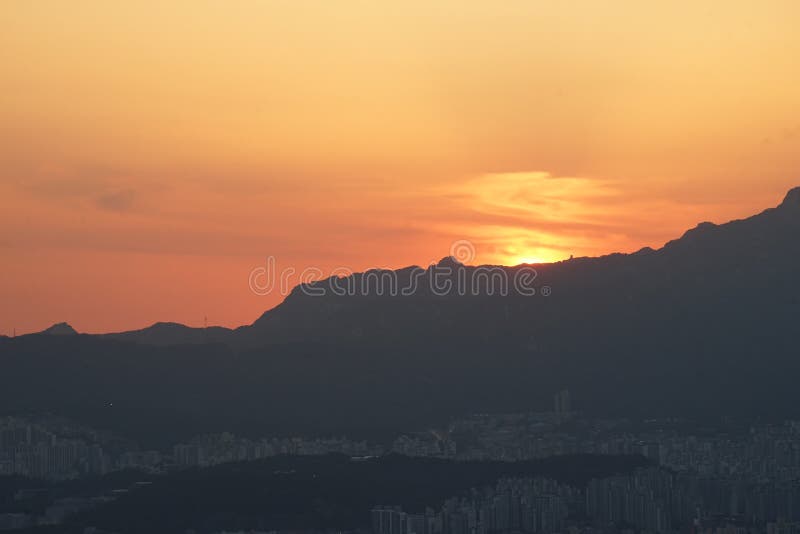 Apartment Landscape in Seoul, Korea and Sunset Stock Image - Image of ...