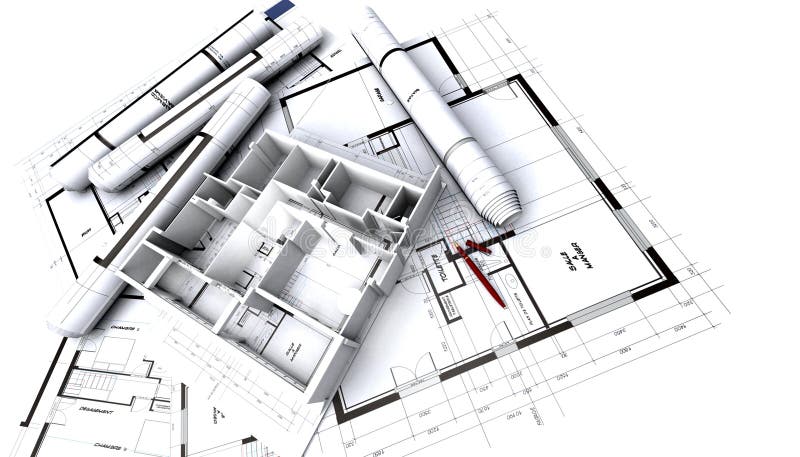 Loft Mock-up and Blueprints Stock Illustration - Illustration of ...