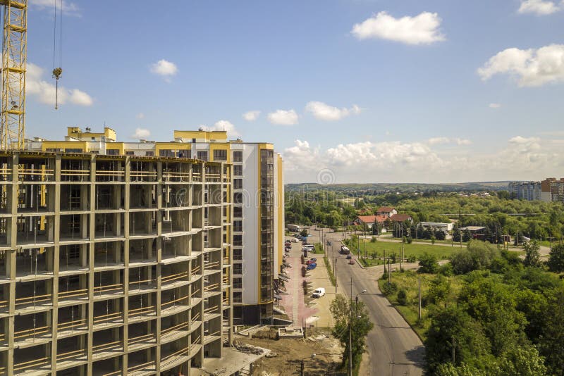 Apartment or Office Tall Concrete Building Under Construction Stock ...