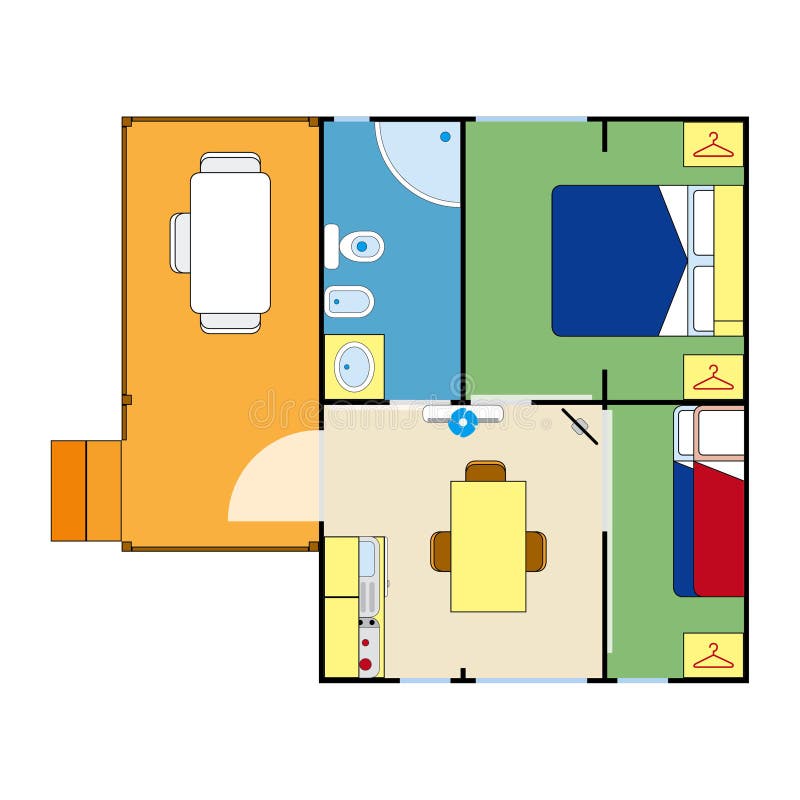Apartment plan stock vector. Illustration of layout, bath - 36493076