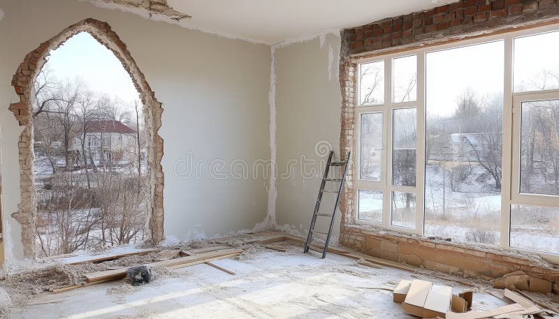 Apartment Renovation in Progress Transforming an Empty Room through ...