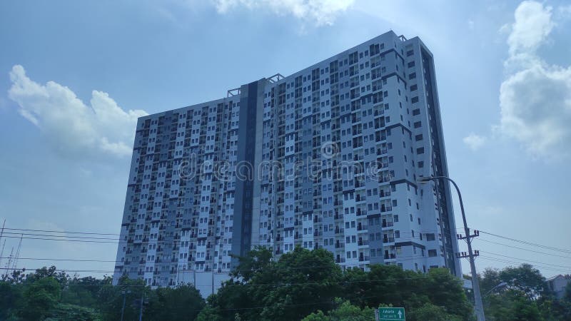 Apartment seen from below stock image. Image of blue - 223886813