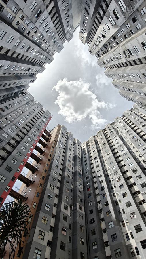 Apartment View from the Middle of the Complex Stock Image - Image of ...