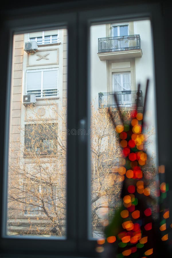 Apartment Window View from Inside Stock Image - Image of glass, blurry ...