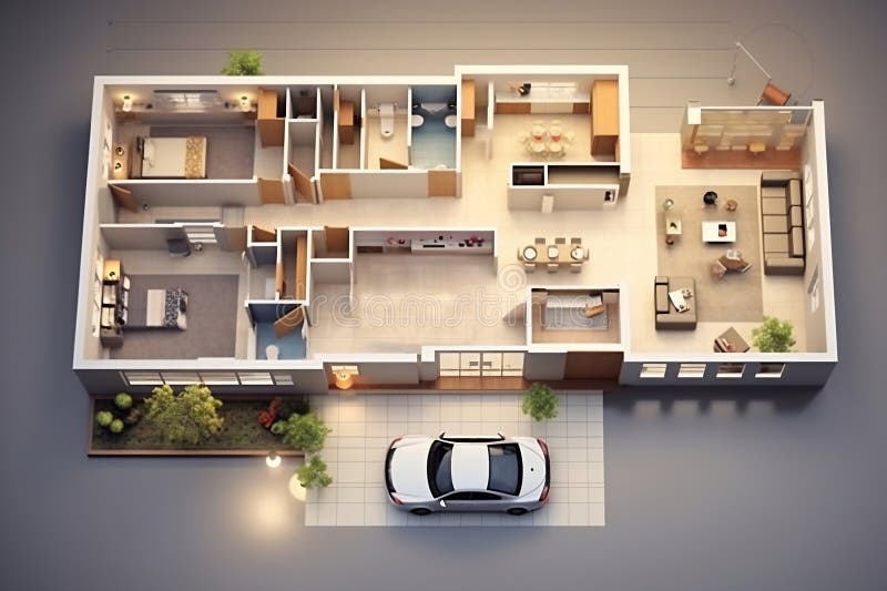 Apartments 3D Design Project. Plan or Redevelopment Stock Illustration ...
