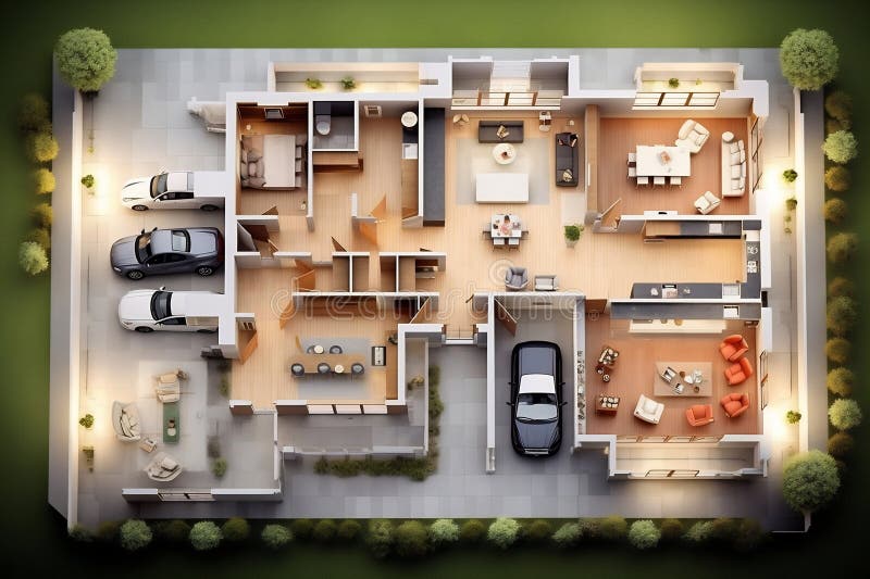 Apartments 3D Design Project. Plan or Redevelopment Stock Illustration ...