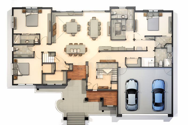 Apartments 3D Design Project. Plan or Redevelopment Stock Illustration ...