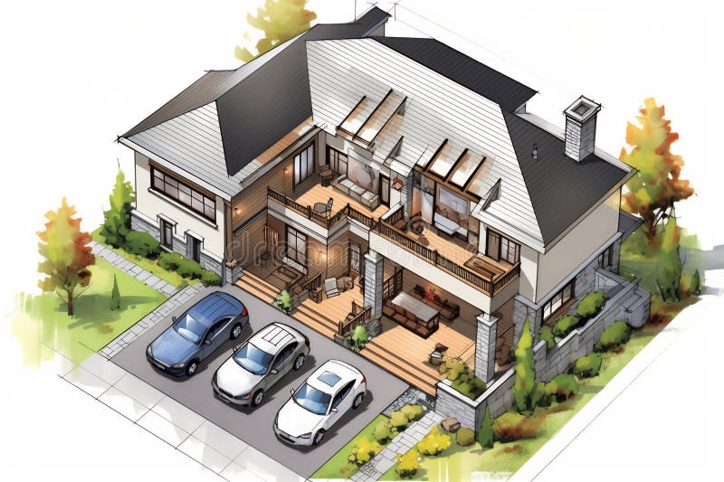 Apartments 3D Design Project. Plan or Redevelopment Stock Image - Image ...