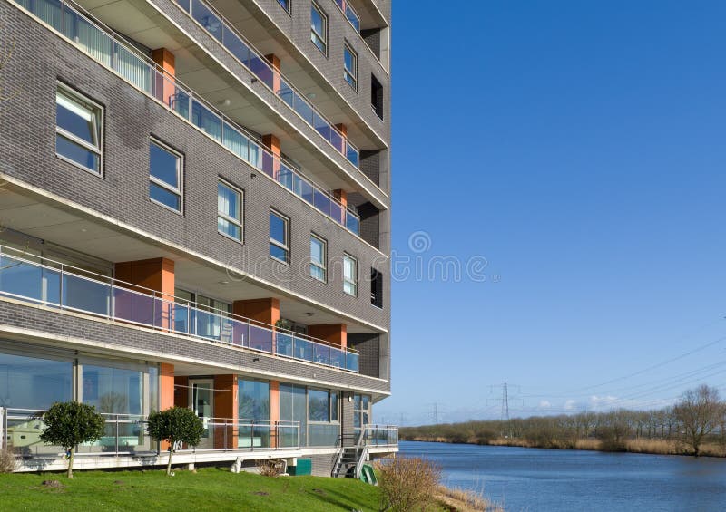 Apartments at the Waterfront Stock Image - Image of blue, landscape ...