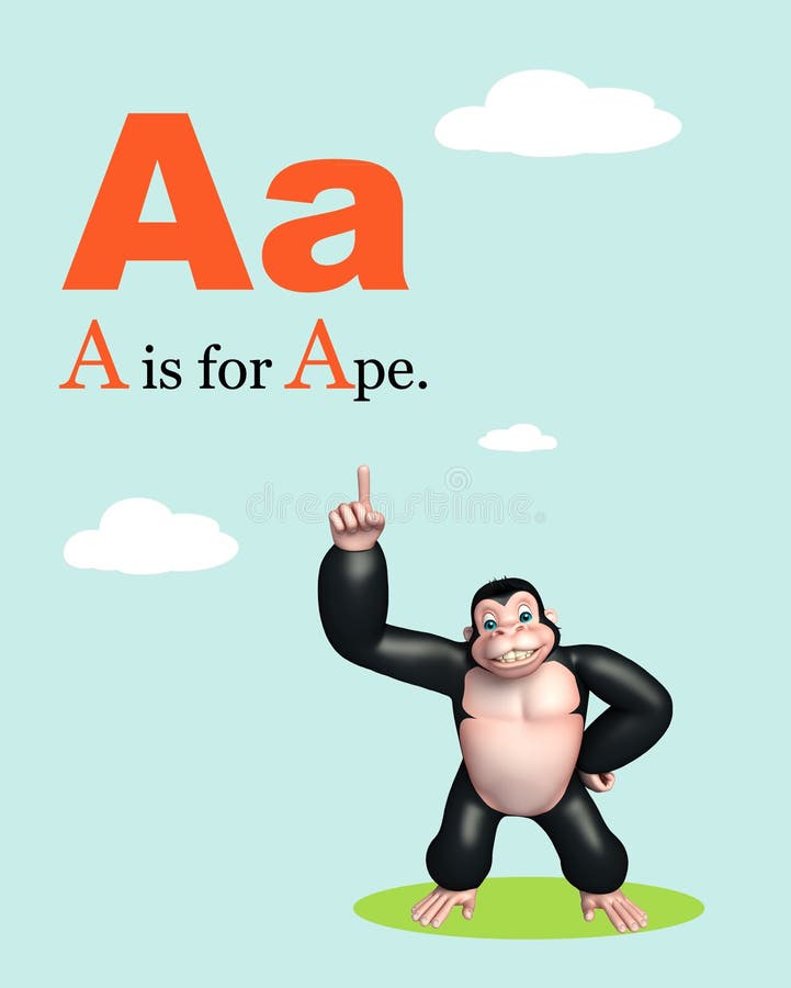 Ape Wild Animal with Alphabate Stock Illustration - Illustration of ...