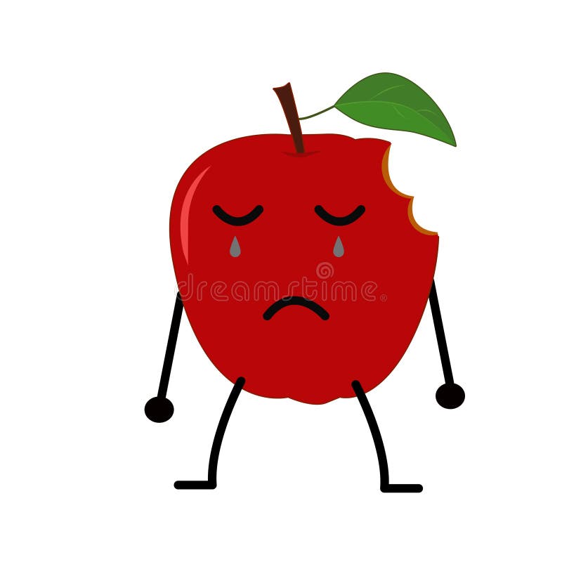 Sad Apple Character Illustration Stock Vector - Illustration of good ...