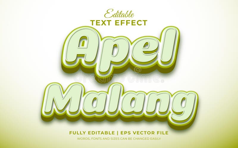 Apel Malang Green Apple Theme Editable 3d Text Effect Stock Vector ...