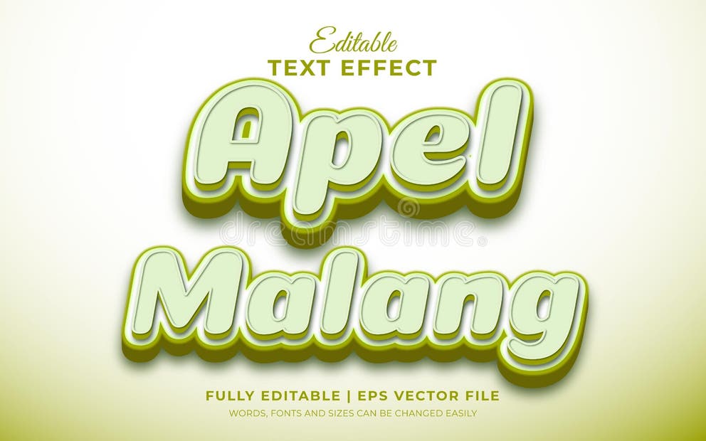 Apel Malang Green Apple Theme Editable 3d Text Effect Stock Vector ...