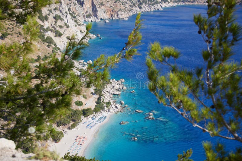 Apella Beach from Above on Karpathos Island Stock Photo - Image of ...