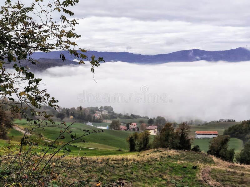 Apennine Landscape with Clouds and Fog Stock Image - Image of hill ...