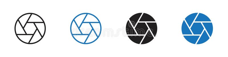 Aperature Icon Linear Graphics Set Vector in Black Stock Illustration ...