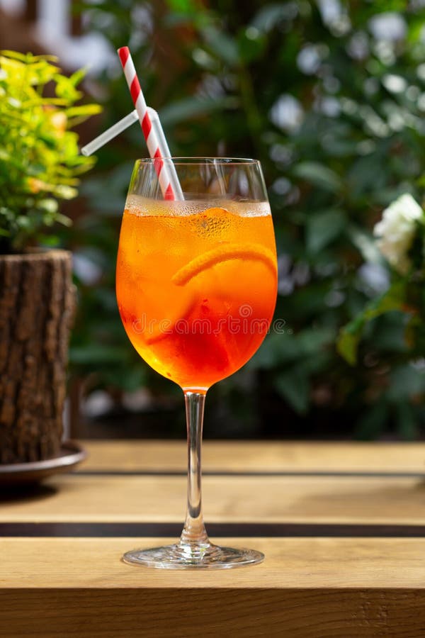 Aperol with Ice Summer Refreshing Drink Stock Photo - Image of focus ...