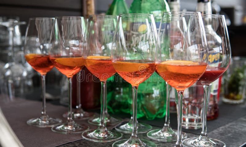 Aperol Spritz Close-up. Summer Party Coctails Stock Photo - Image of ...