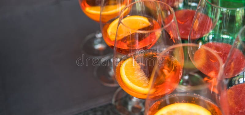 Aperol Spritz Close-up. Summer Party Coctails Stock Photo - Image of ...