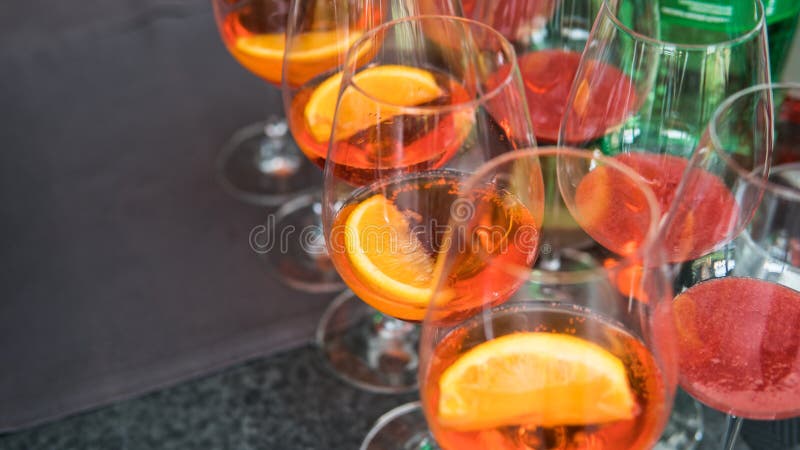 Aperol Spritz Close-up. Summer Party Coctails Stock Photo - Image of ...