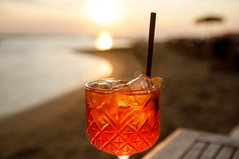 Aperol Spritz Cocktail in a Tulip Glass on a Summer Evening during ...