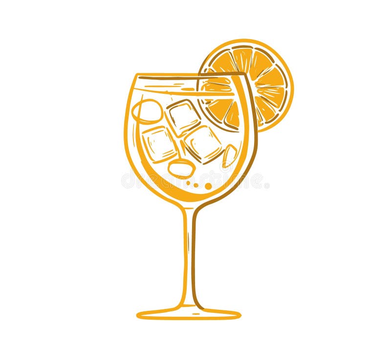 Aperol Spritz Cocktail Vector Illustration Stock Vector - Illustration ...