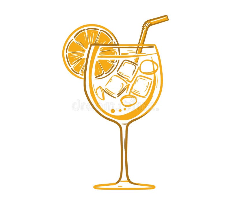 Aperol Spritz Cocktail Vector Illustration Stock Vector - Illustration ...