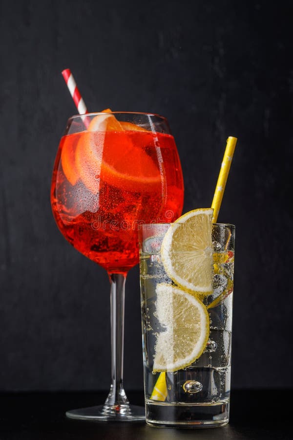 Aperol Spritz and Gin Tonic Cocktails Stock Image - Image of citrus ...