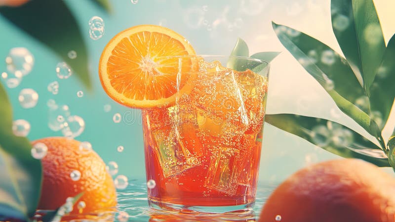 Aperol Spritz with Orange Wheel and Bubbles. Pic Stock Image - Image of ...