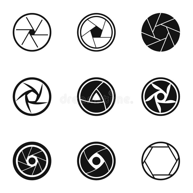 Aperture of Camera Icons Set, Simple Style Stock Vector - Illustration ...