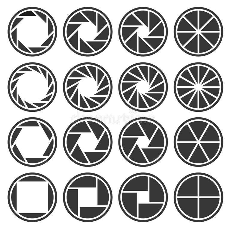 Aperture Camera Shutter Focus Icons Set. Vector Stock Vector ...