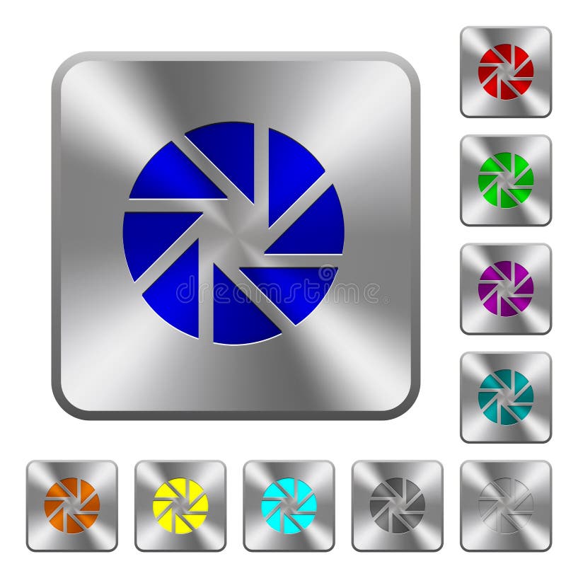 Aperture Rounded Square Steel Buttons Stock Vector - Illustration of ...