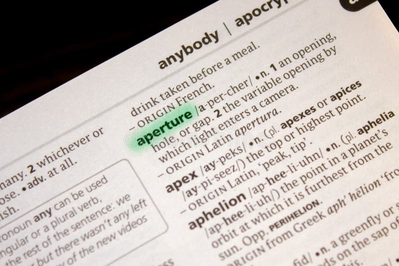 Aperture Word or Phrase in a Dictionary Stock Image - Image of ...