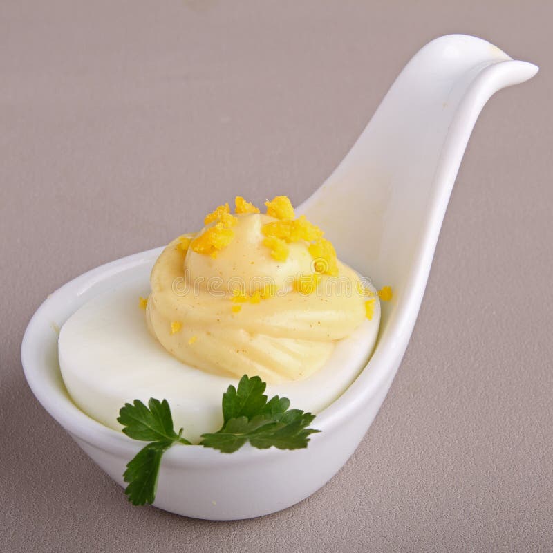 Appetizer, Spoon of Egg Deviled Stock Image - Image of yolk, hard: 18151807