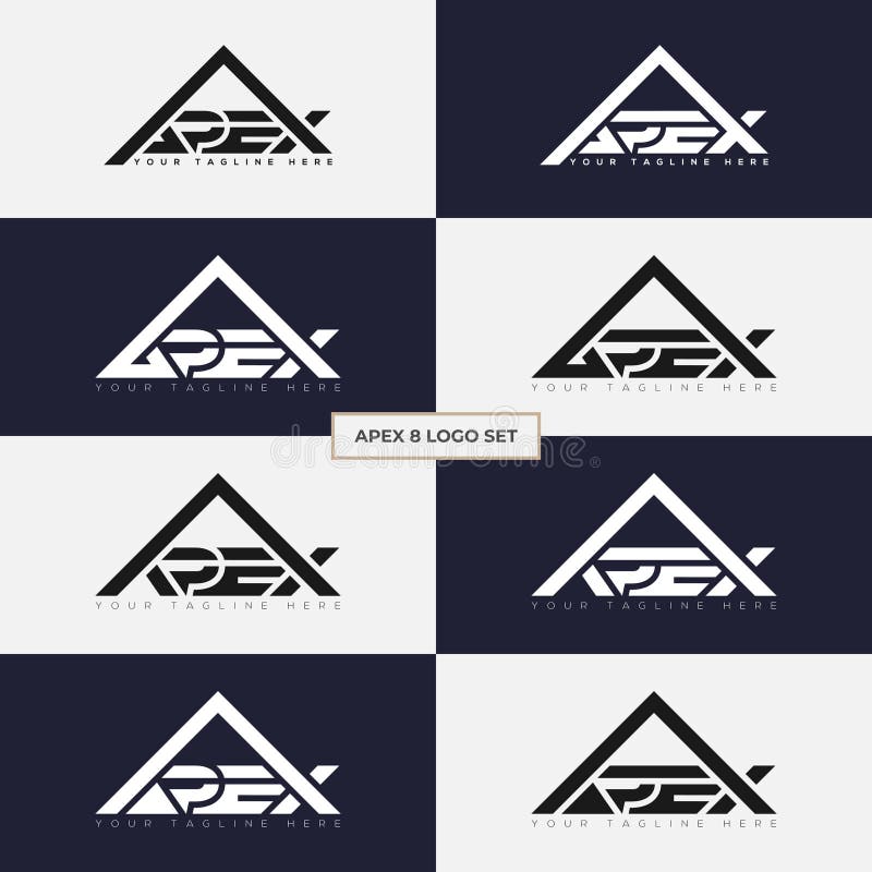 Apex 8 Modern Logo Set with Mountain Peak Symbol for Adventure and Tour ...