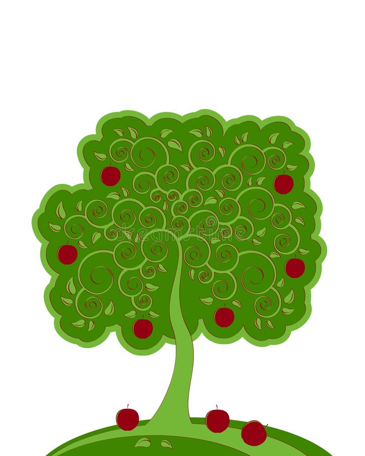 Apfelbaumzeichnung stock abbildung. Illustration von zweig - 12906720