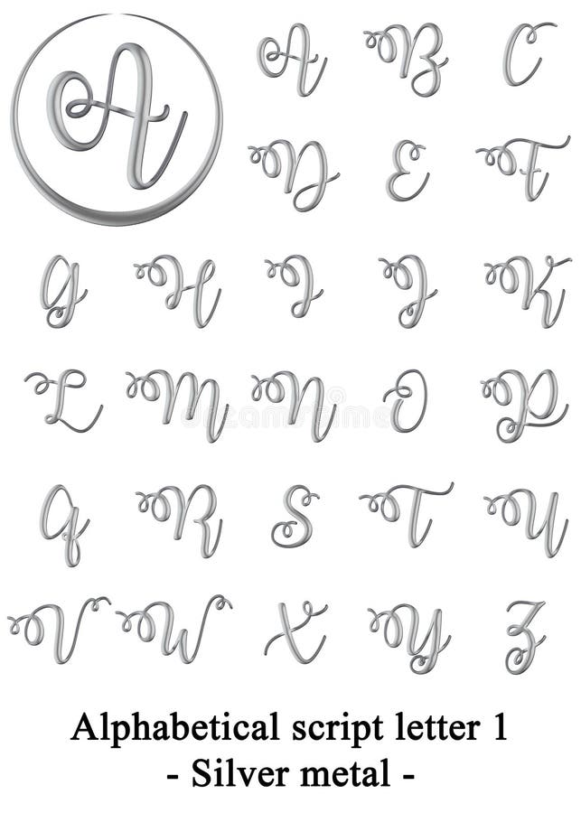 Aphabetical Script Letter Silver Metal Stock Illustrations – 27 ...