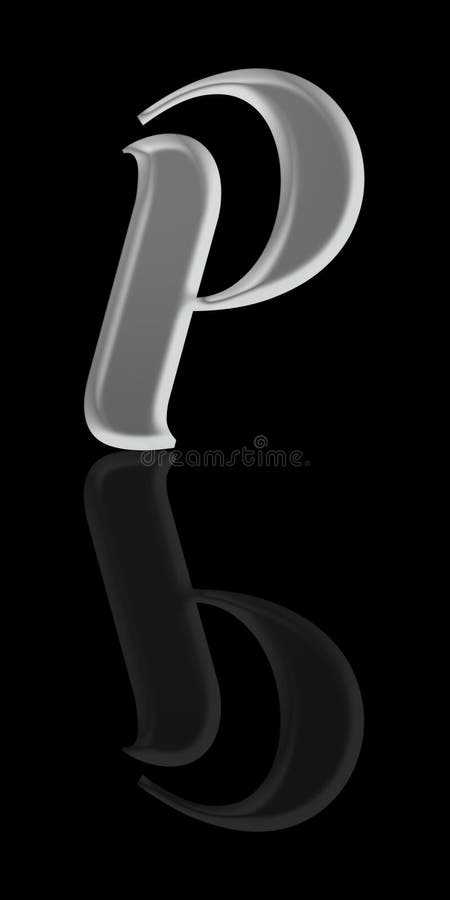 Aphabetical Script Letter - Silver Metal P Stock Illustration ...