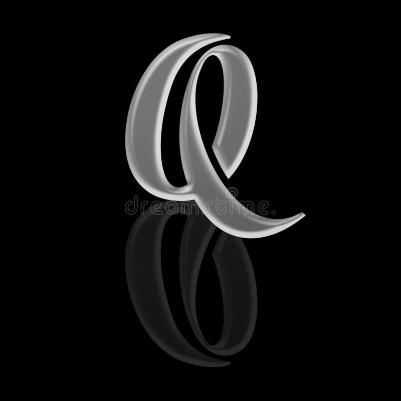 Aphabetical Script Letter - Silver Metal Q Stock Illustration ...