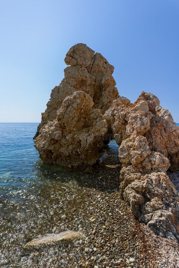 Aphrodite`s Rock in Cyprus stock photo. Image of mediterranean - 101258746