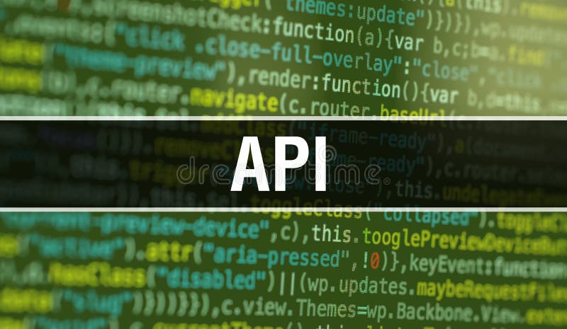 Api With Abstract Technology Binary Code Backgrounddigital Binary Data And Secure Data Concept