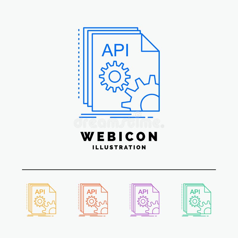 Api App Coding Developer Software 5 Color Line Web Icon Template Isolated On White Vector 1343