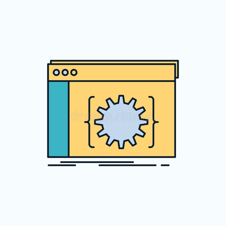 Api, App, Coding, Developer, Software Flat Icon. Green and Yellow Sign ...