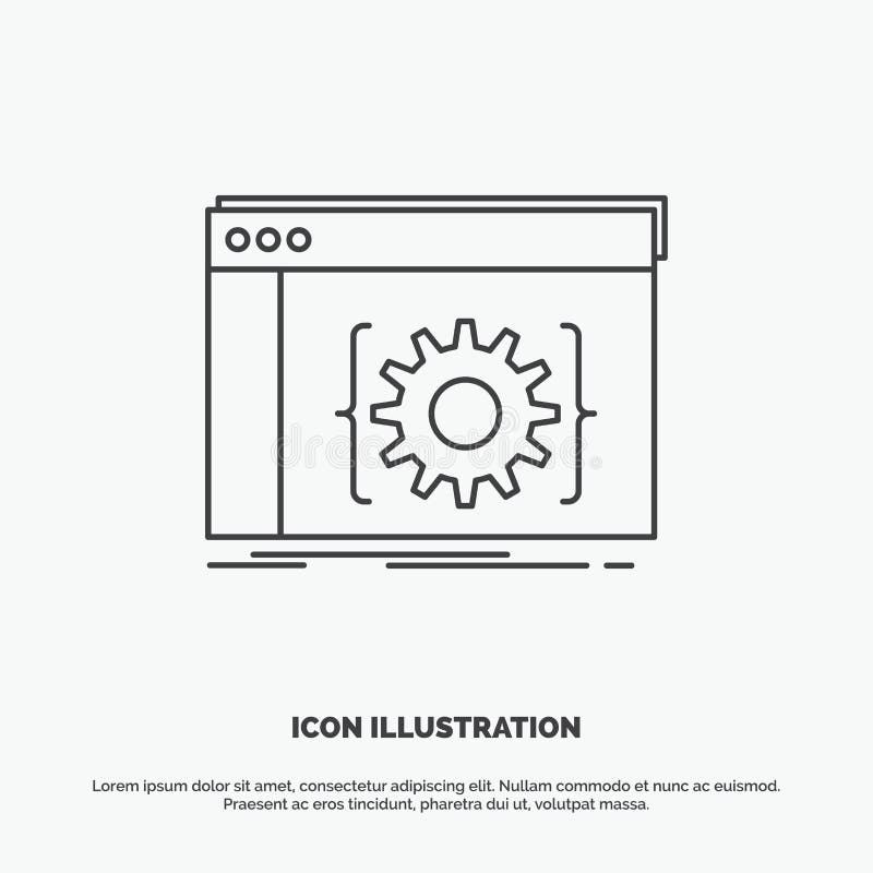 Api, App, Coding, Developer, Software Icon. Line Vector Gray Symbol for UI and UX, Website or ...