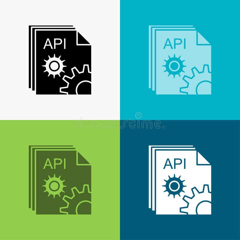Api, App, Coding, Developer, Software Icon Over Various Background. Glyph Style Design, Designed ...